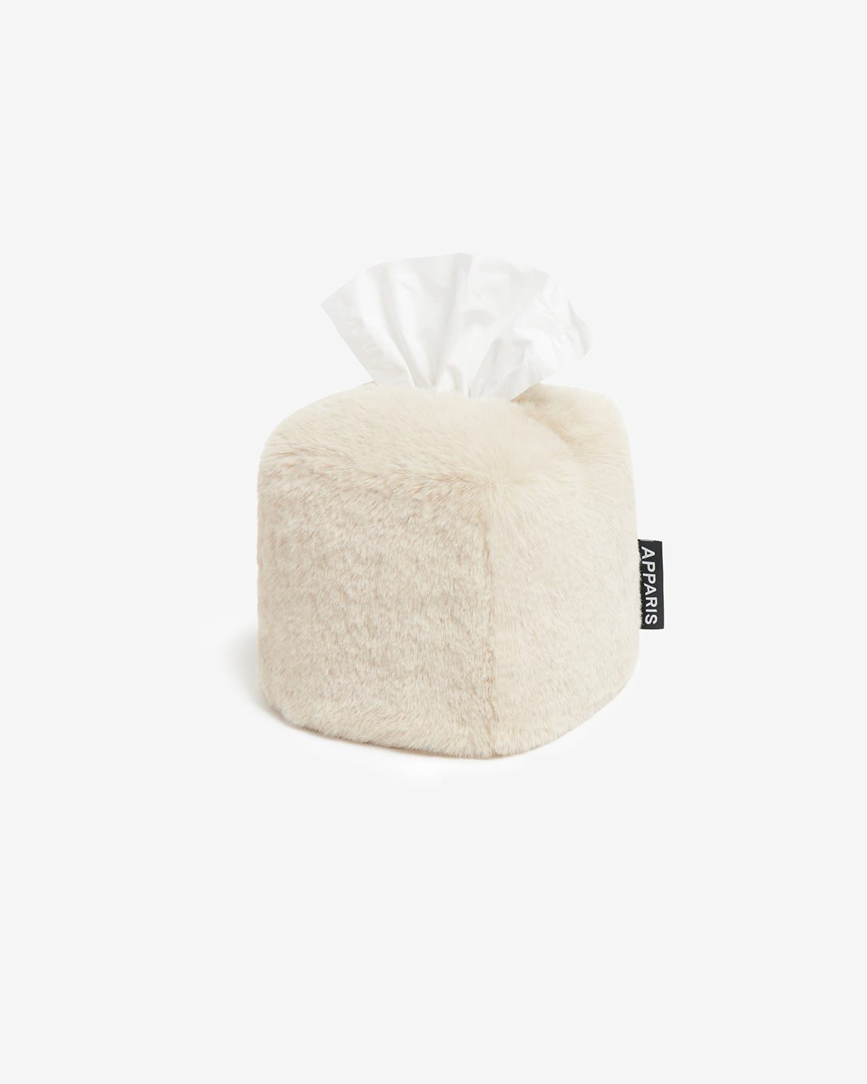 Davey Faux Fur Tissue Box Cover in Latte – Apparis